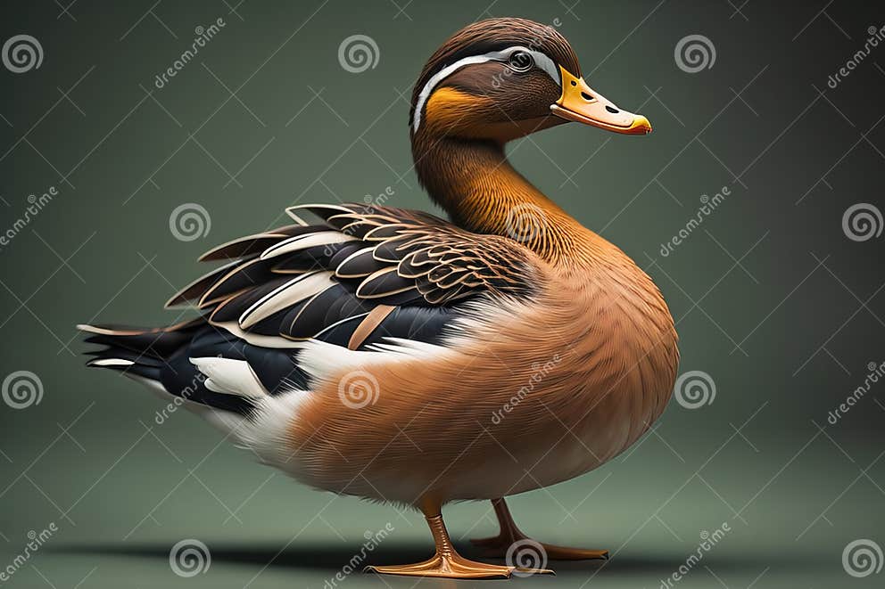 Beautiful Duck on a Solid Color Background. Ai Generative Stock ...