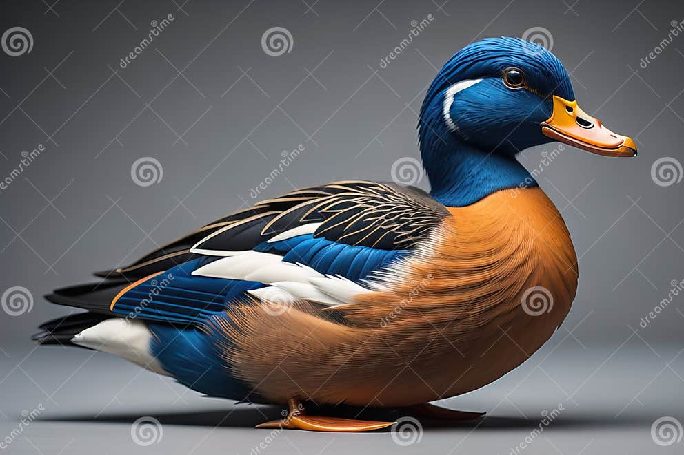 Beautiful Duck on a Solid Color Background. Ai Generative Stock ...
