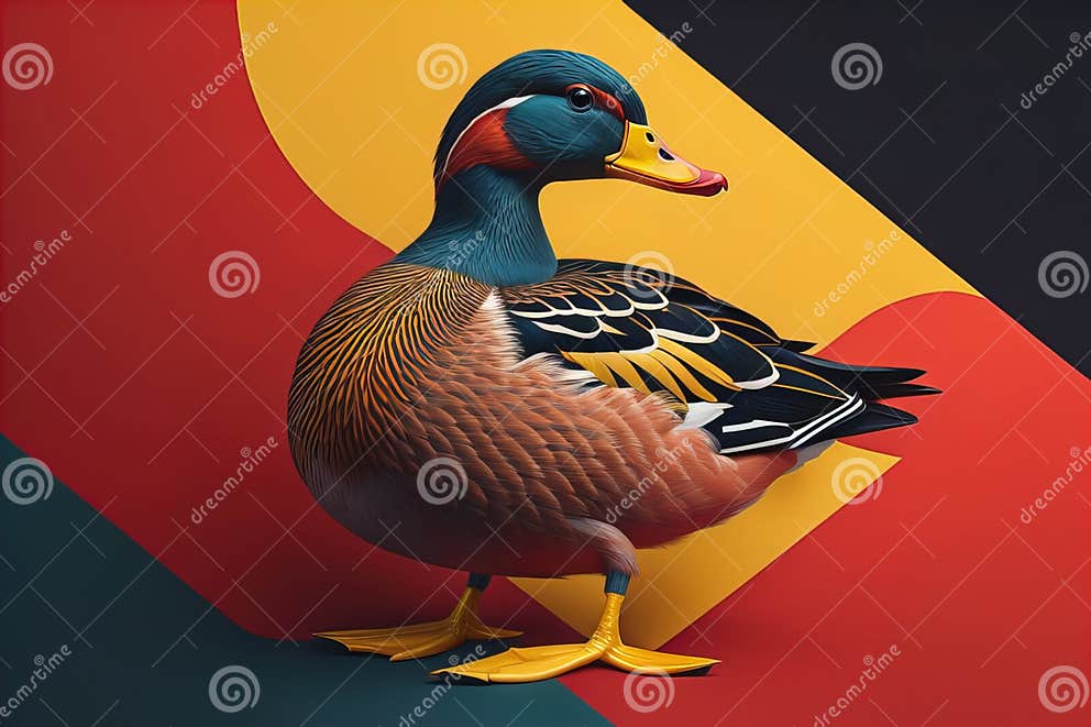 Beautiful Duck on a Solid Color Background. Ai Generative Stock ...