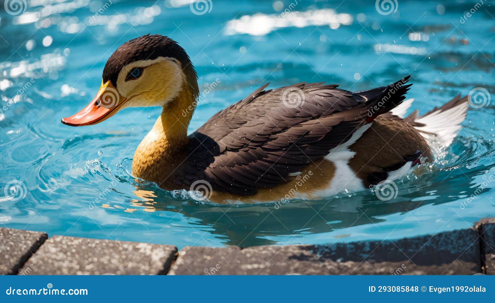 A Beautiful Duck Swims in a Clean Pool. Generative AI Stock ...