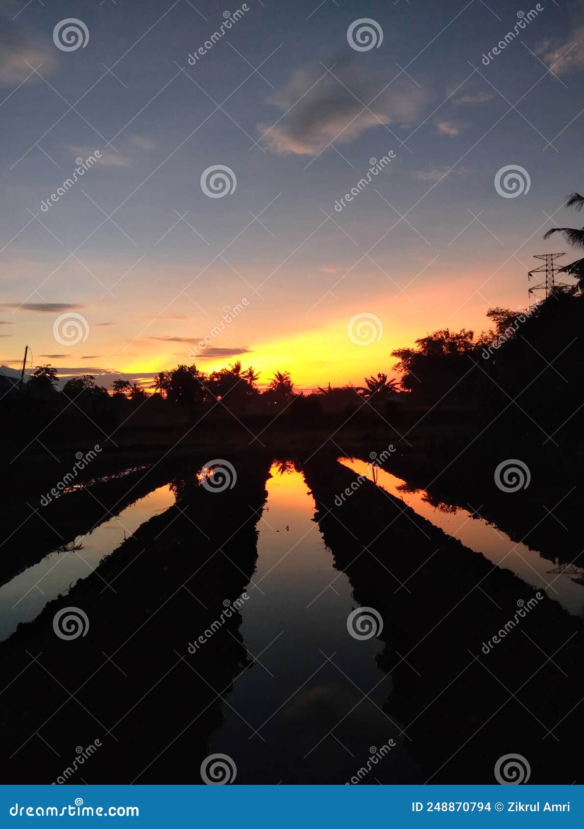 Morning Dusk Waterpath stock photo. Image of afterglow - 248870794