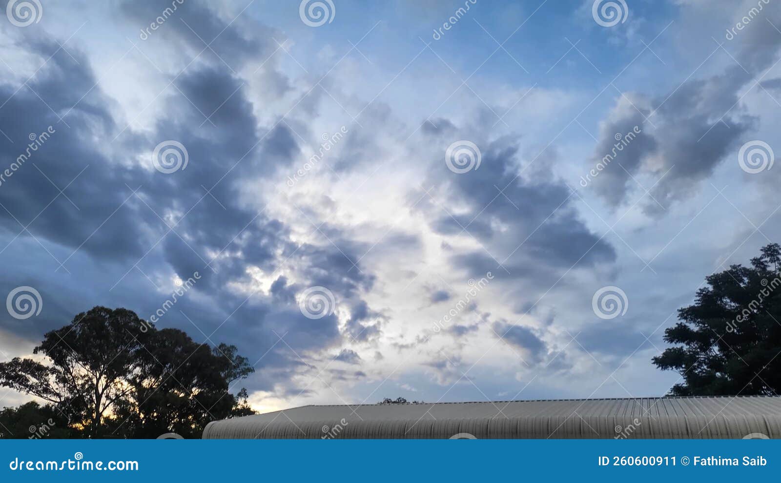 Beautiful dusk sky stock image. Image of sunset, trees - 260600911