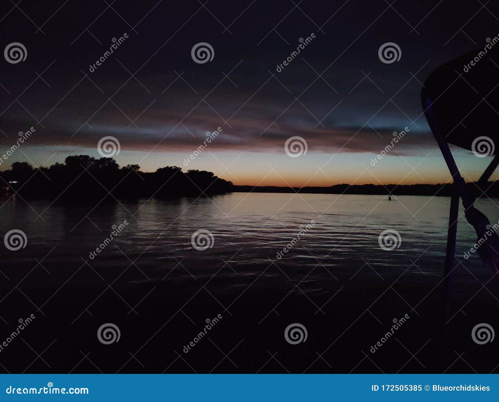 Beautiful Dusk Sunset on the River View from a Boat. Stock Image ...