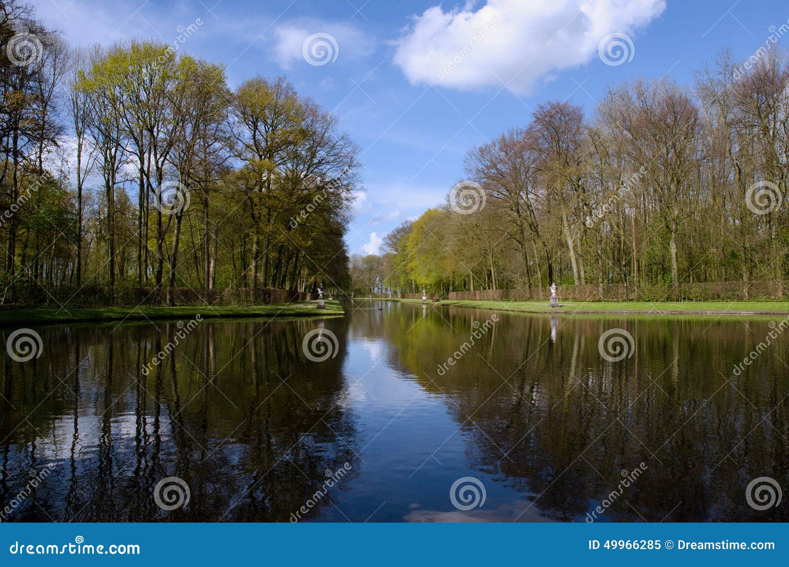 Beautiful Dutch Scene with Trees and Their Reflection in the Canal ...