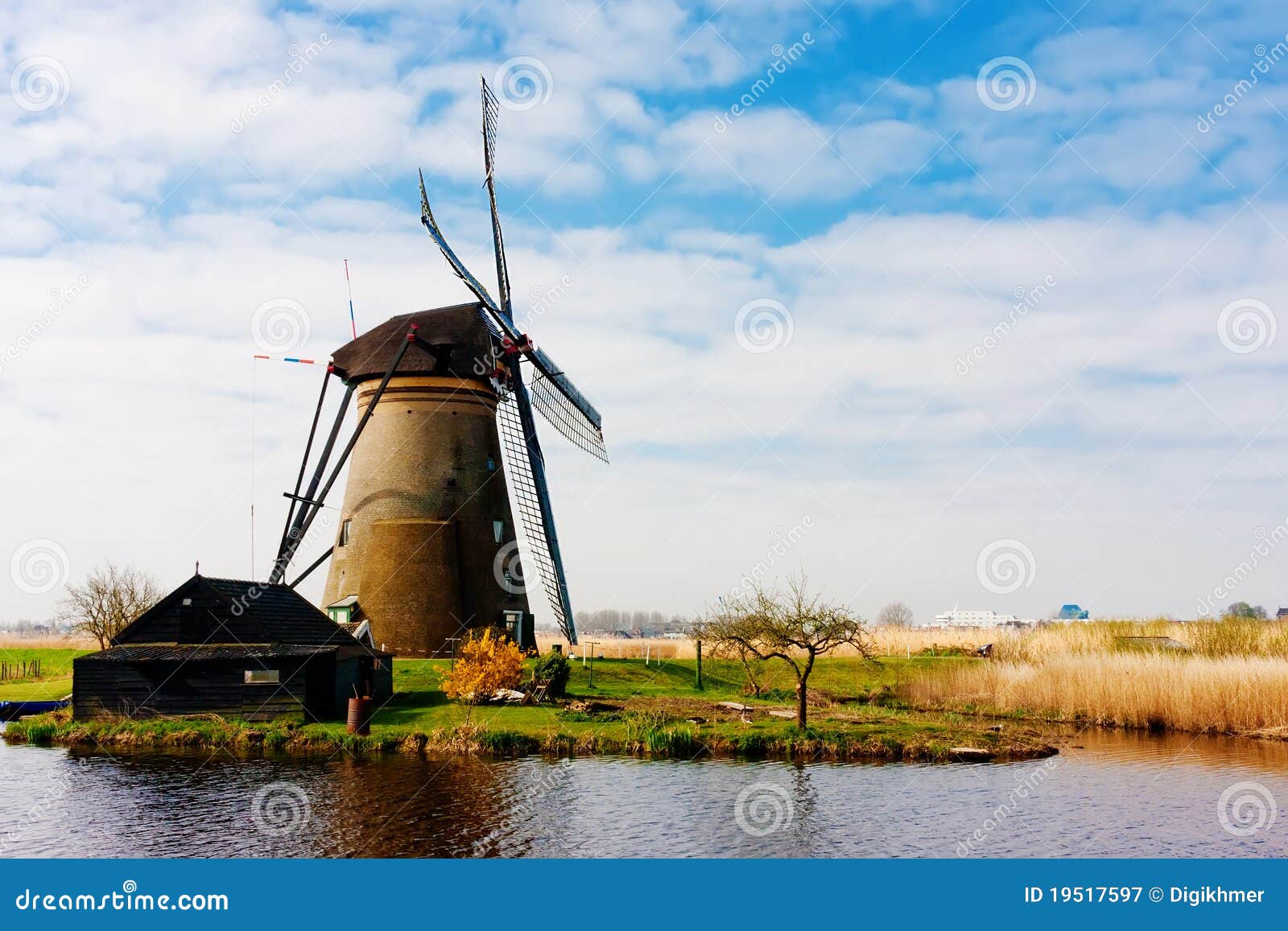 Beautiful Dutch Windmill House Lands Stock Image - Image of dutch ...