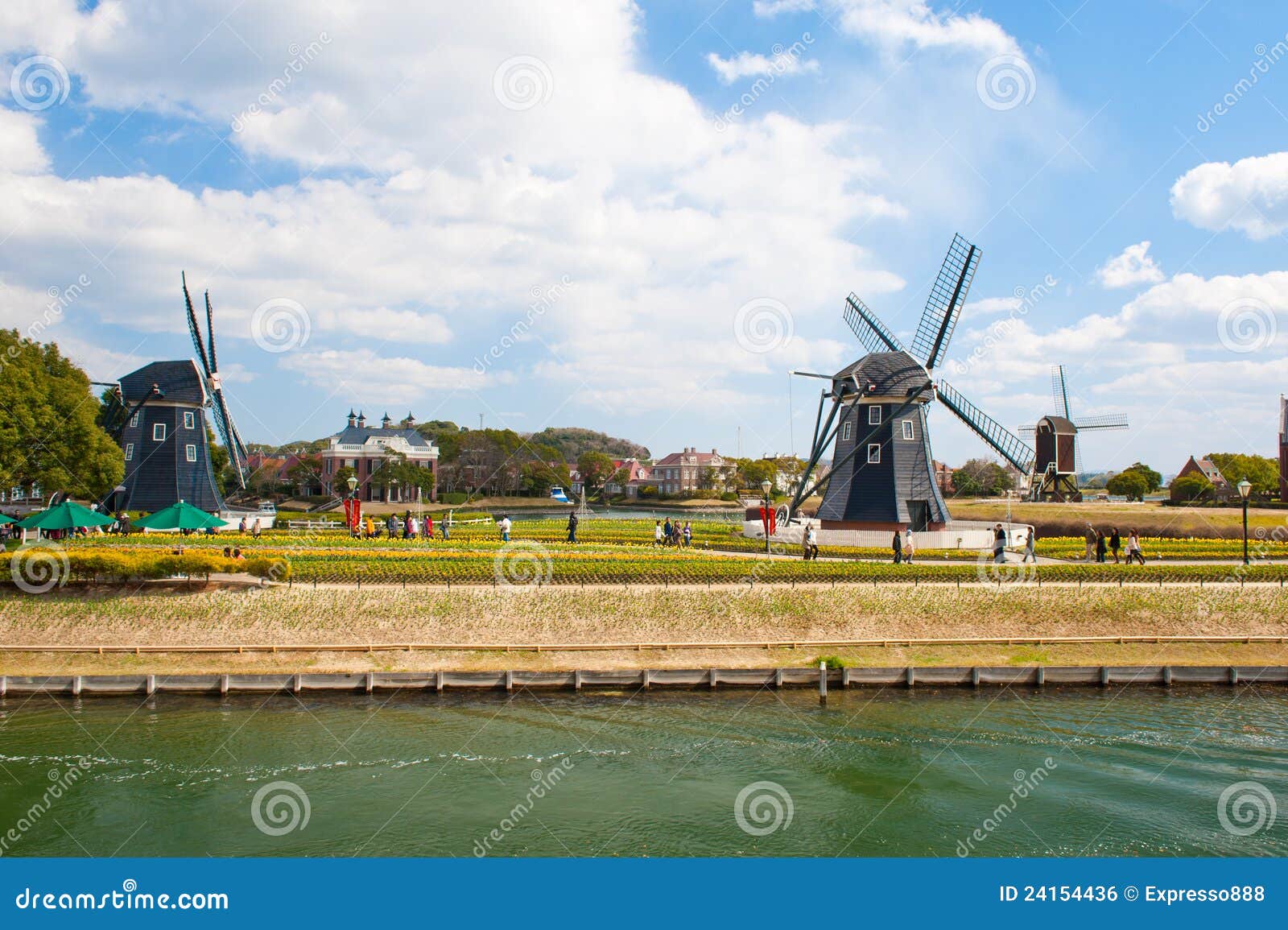 Beautiful Dutch Windmill Typical Landscape in Ja Editorial Photo ...