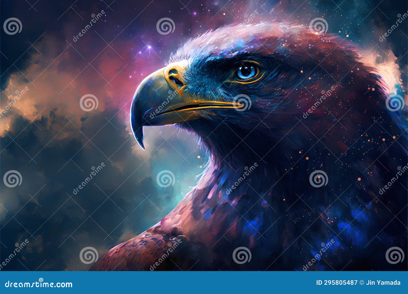 Beautiful Eagle in Cosmic Space. Digital Painting. Illustration Stock ...