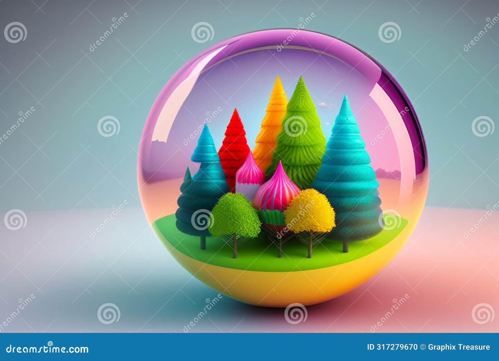Beautiful Earth Crystal Balls with Colorful Trees Inside it Generative ...
