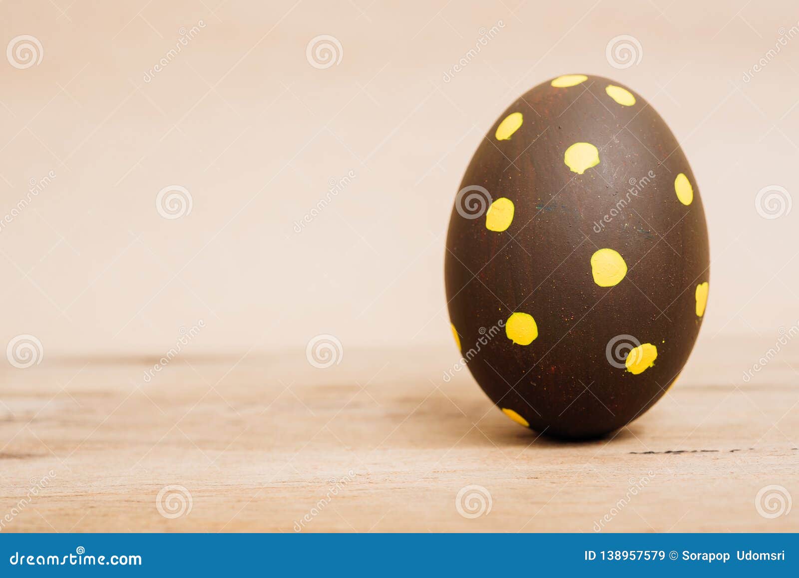 Beautiful Easter Brown Egg on Wooden Stock Image - Image of holiday ...