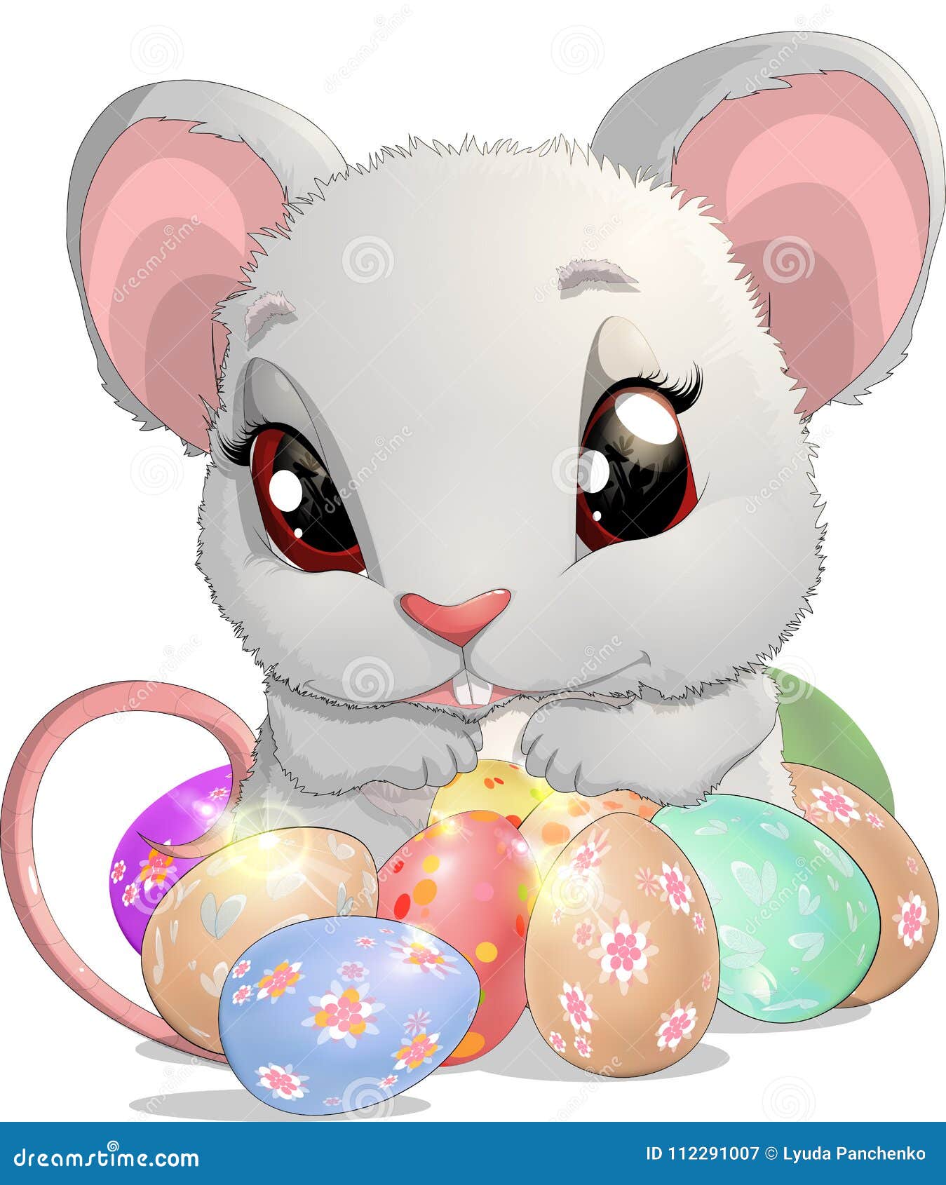 Beautiful Easter mouse stock vector. Illustration of character - 112291007