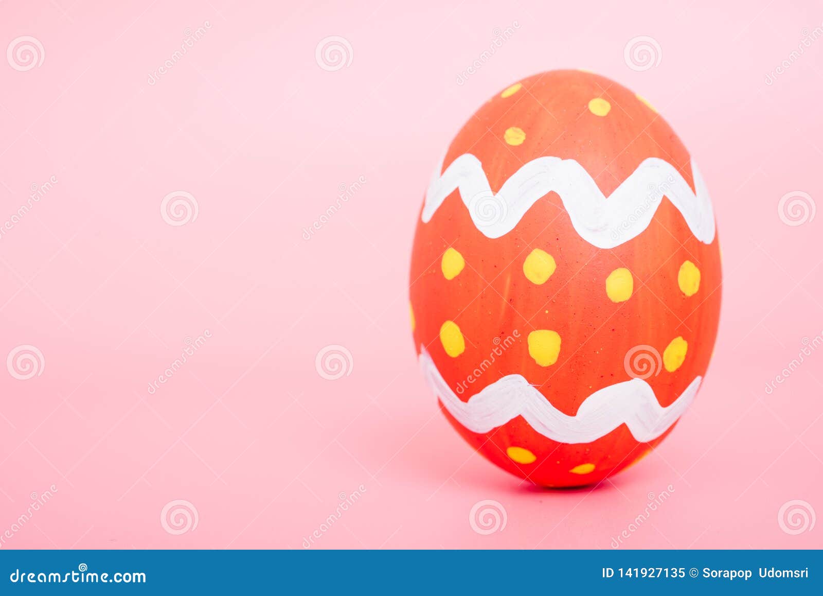 Beautiful Easter Red Egg Color on Pink Background, Stock Image - Image ...