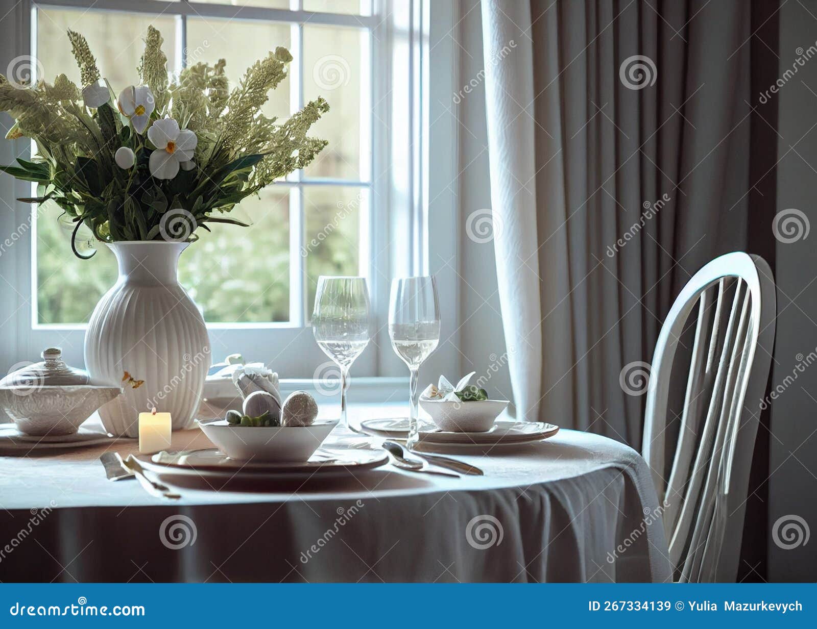 Beautiful Easter Table Setting with Festive Decor Indoors. AI Generated ...