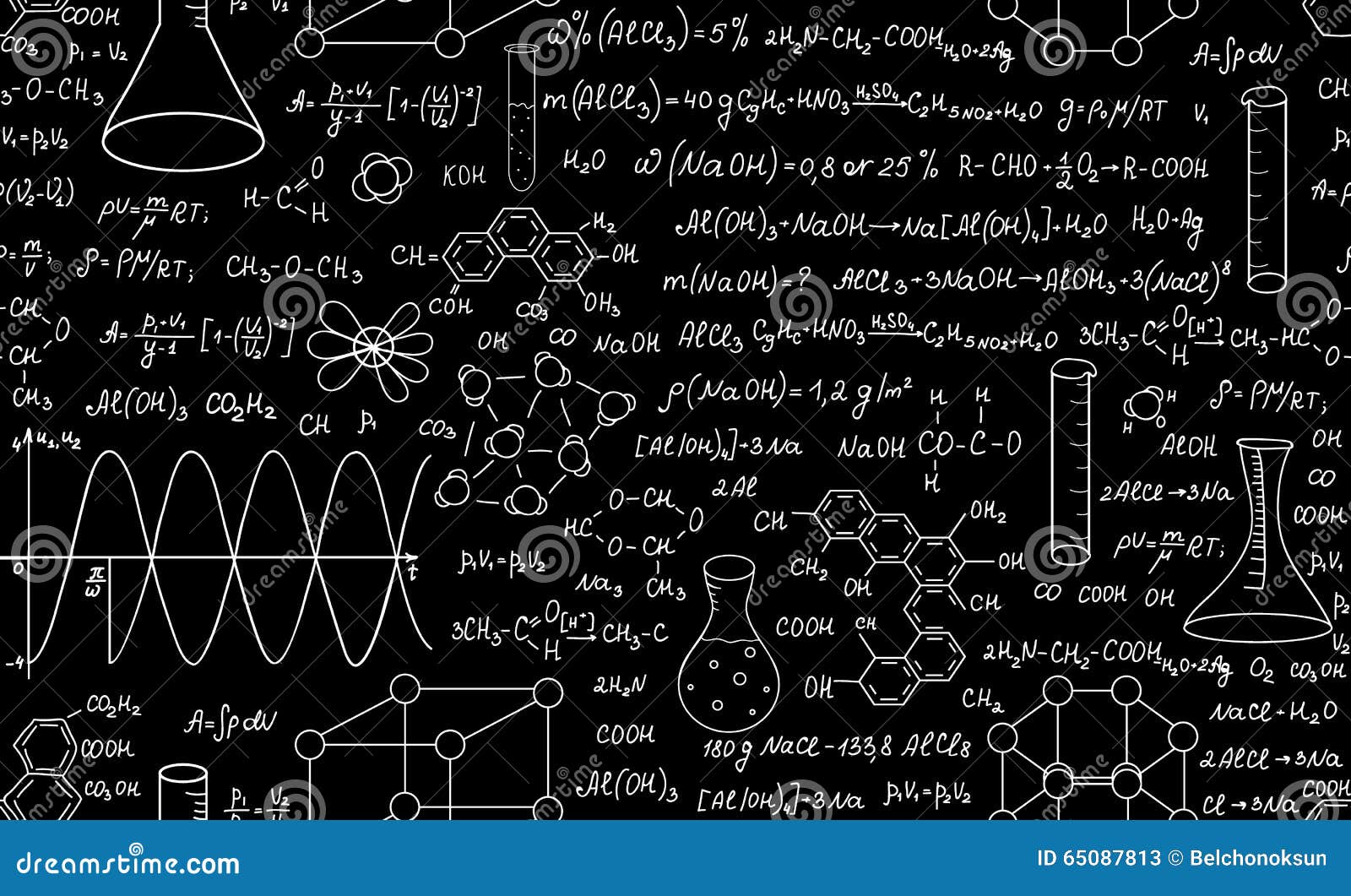 Beautiful Educational Chemistry Vector Seamless Pattern with Plots ...