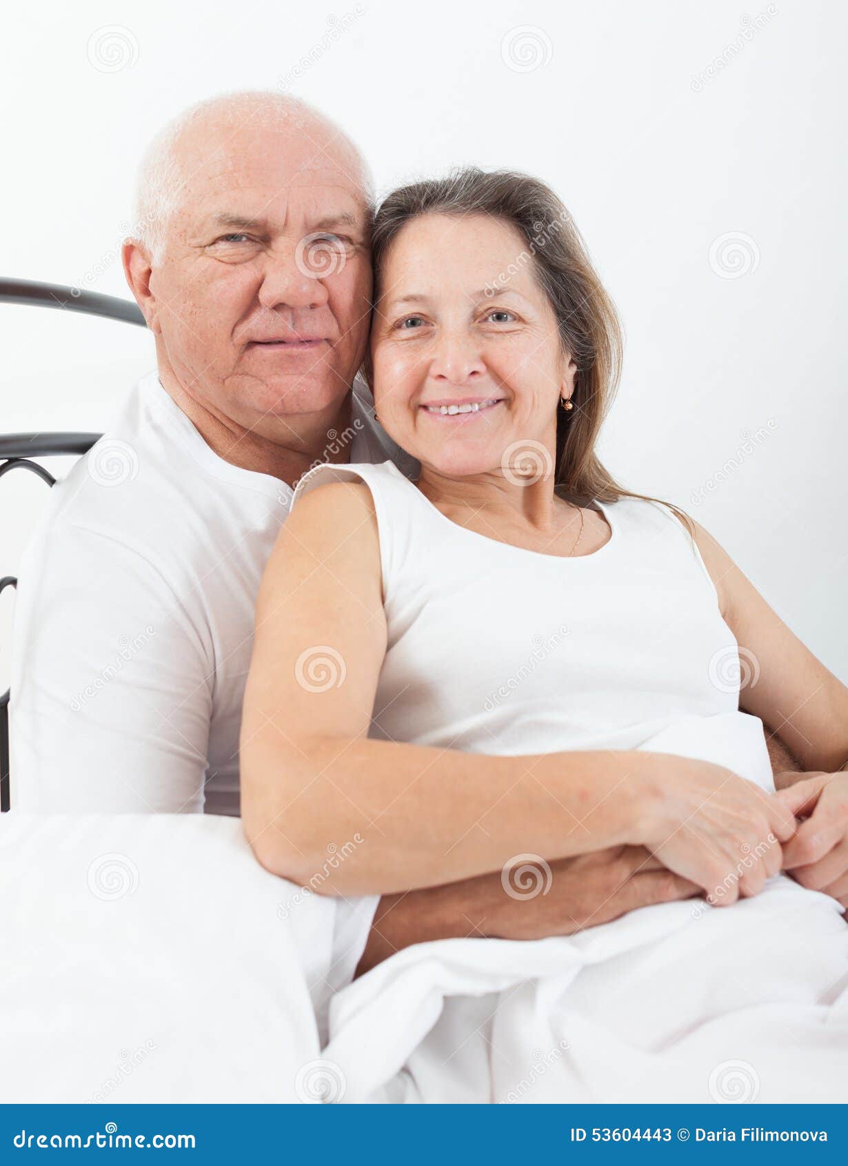 Beautiful Elderly Couple in Bed. Stock Image - Image of room, male ...