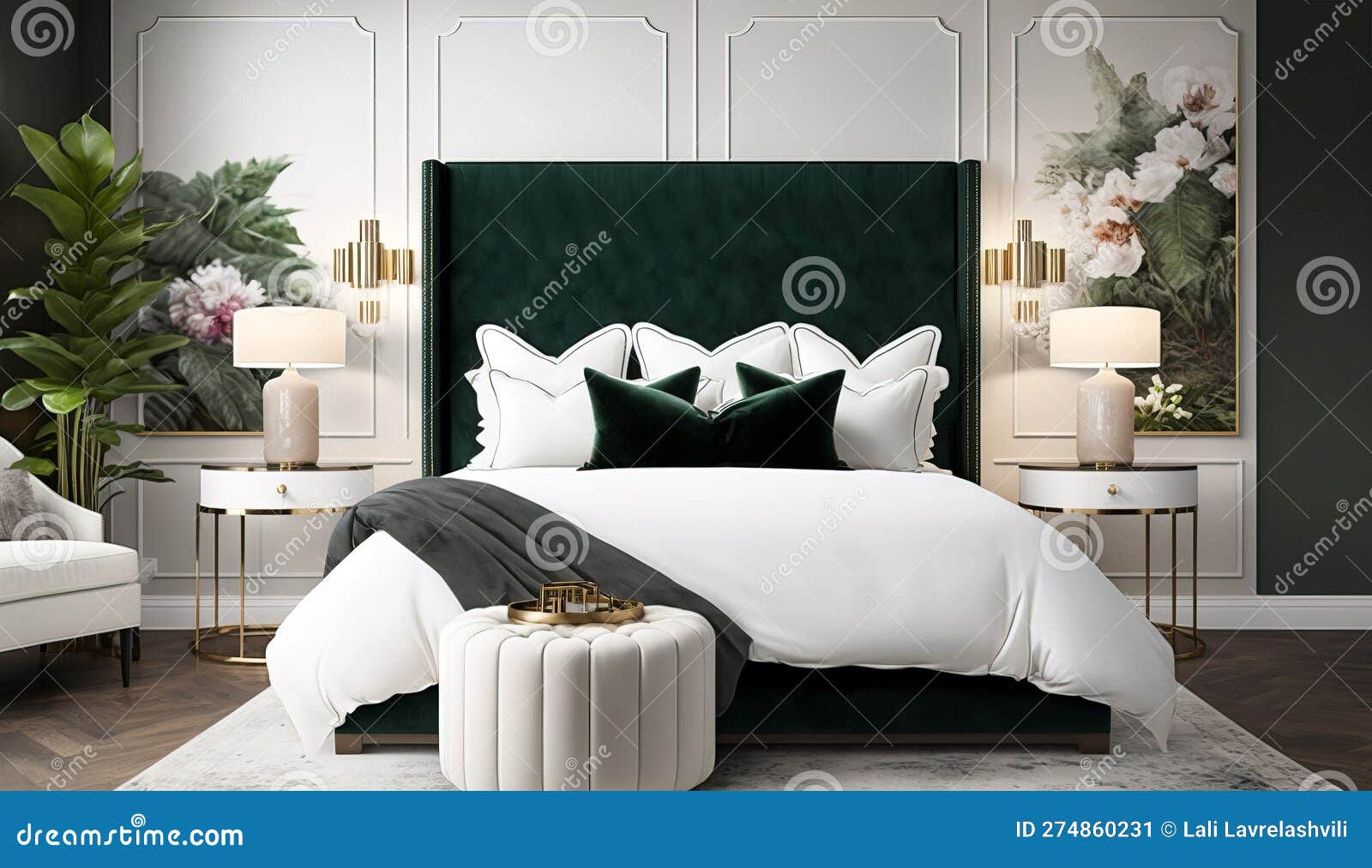 Beautiful Elegant Bedroom Inerior Design, Generative AI Stock ...
