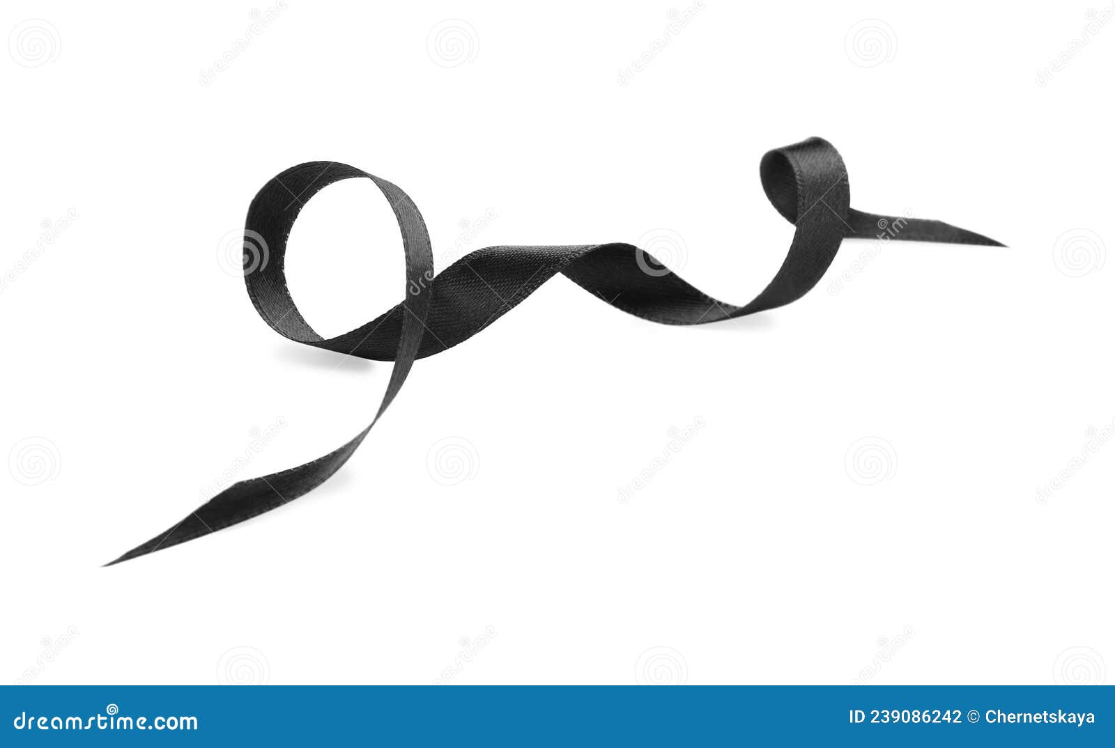 Beautiful Elegant Black Ribbon Isolated on White Stock Photo - Image of ...