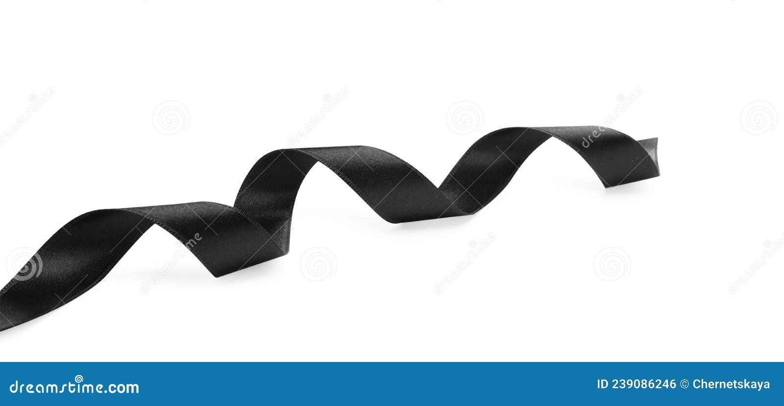 Beautiful Elegant Black Ribbon Isolated on White Stock Photo - Image of ...