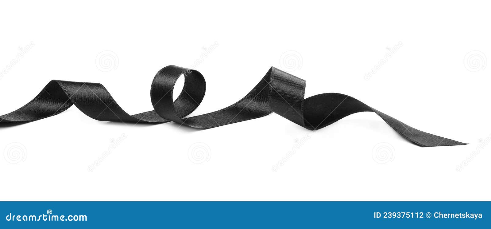Beautiful Elegant Black Ribbon Isolated on White Stock Photo - Image of ...