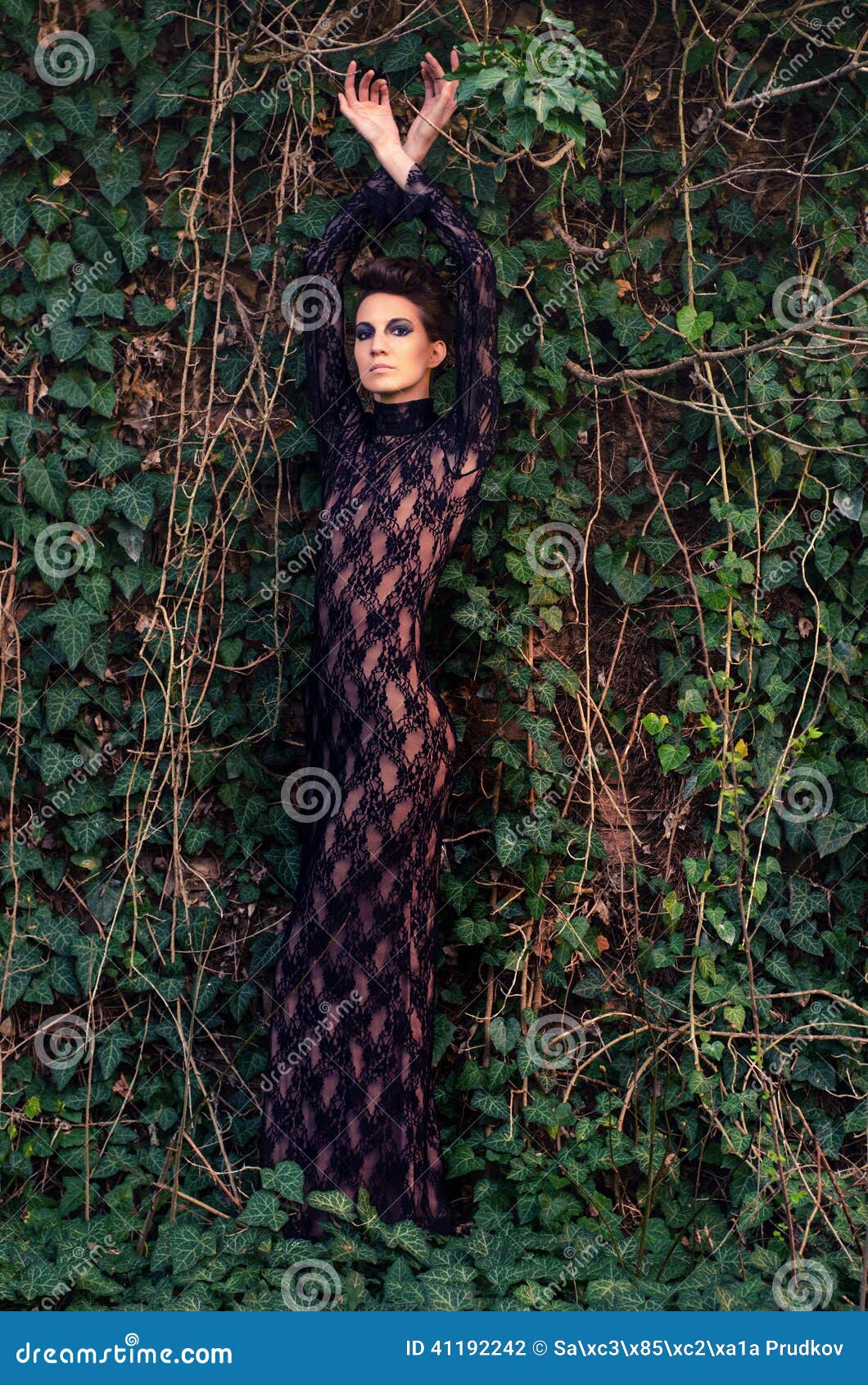 Beautiful Elegant Fashion Model Posing in the Garden Stock Photo ...