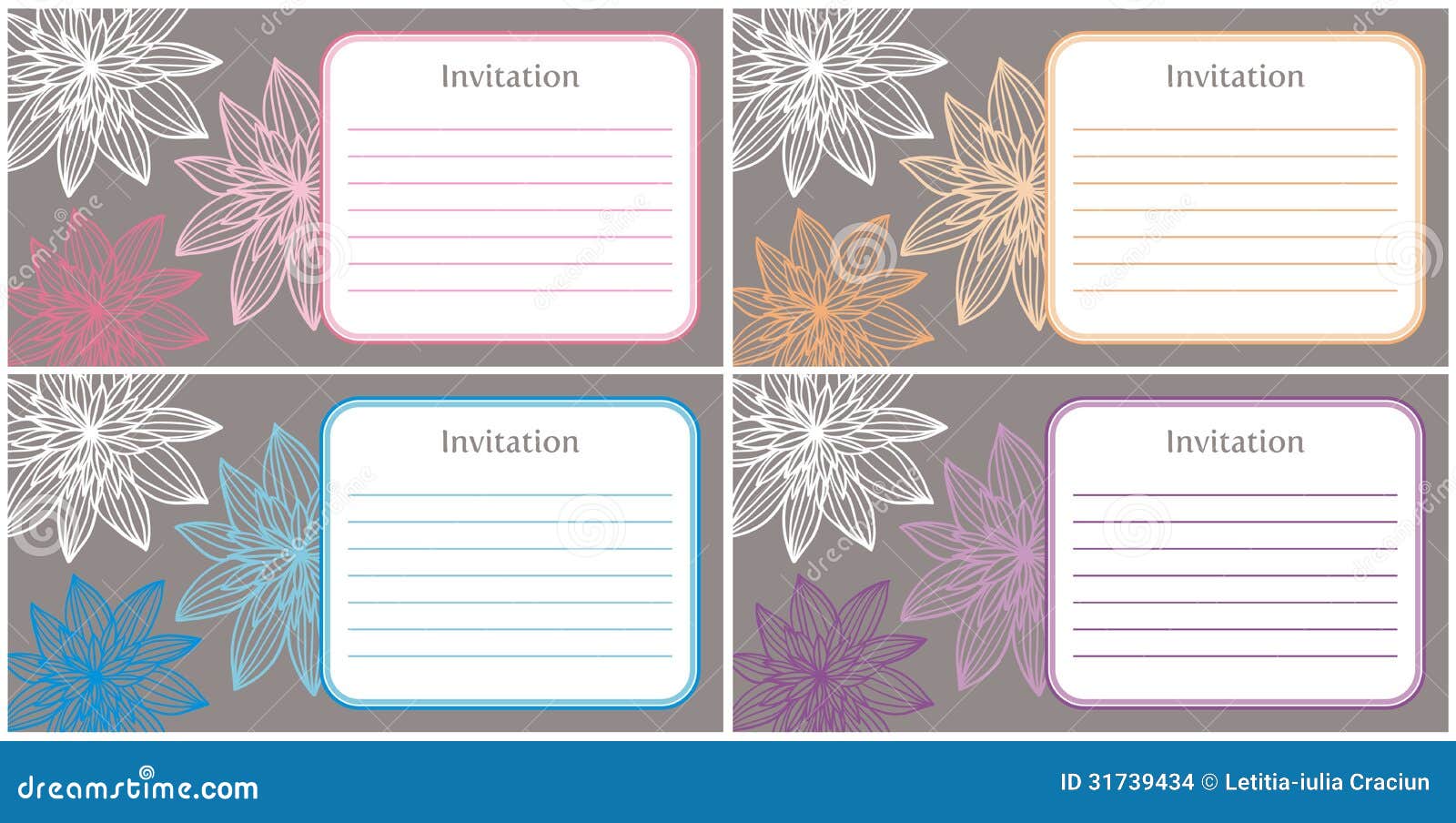 4 Beautiful and Elegant Invitations Stock Vector - Illustration of ...