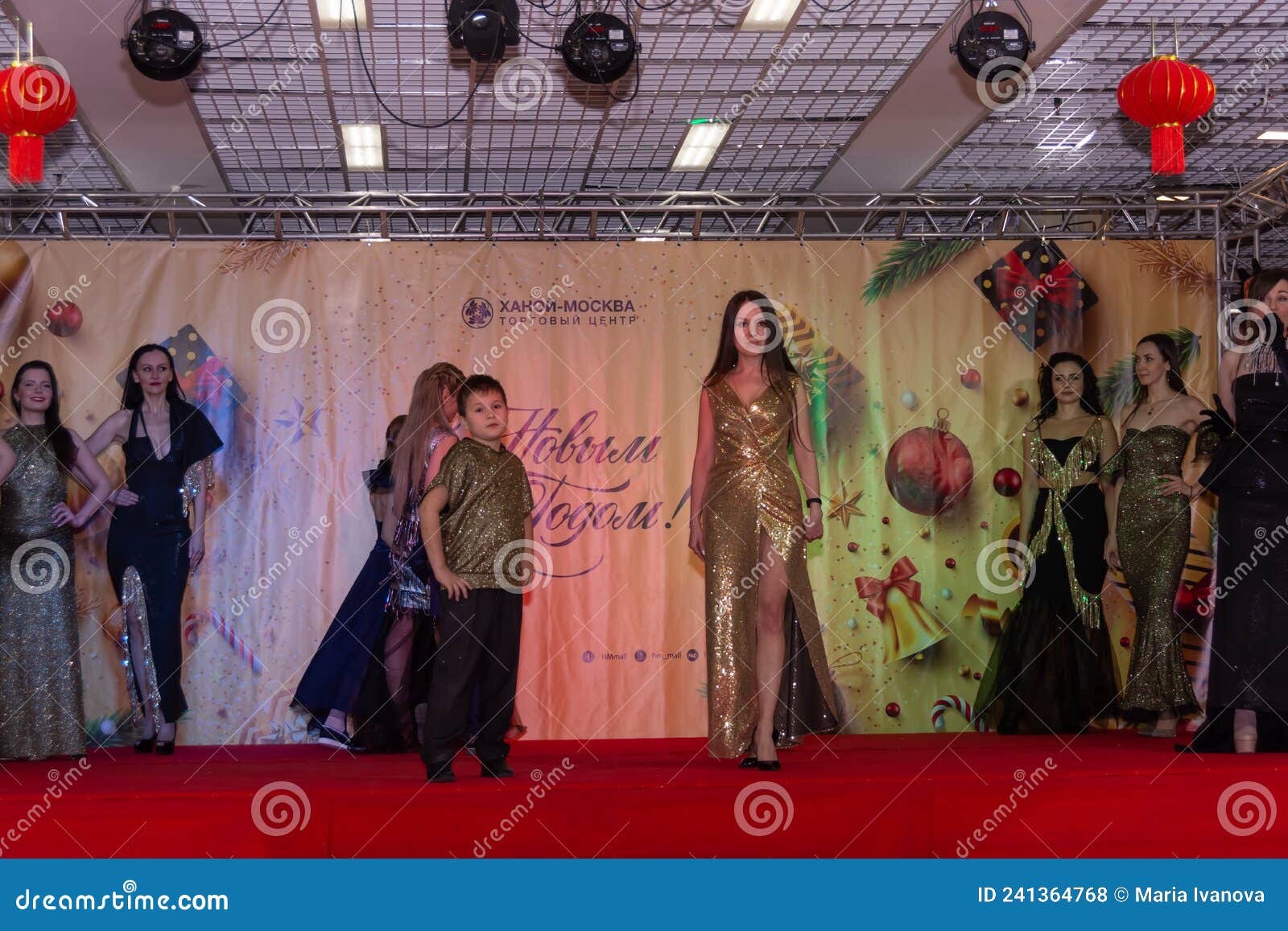 Beautiful Elegant Models Perform at a Beauty Contest. Editorial Stock ...