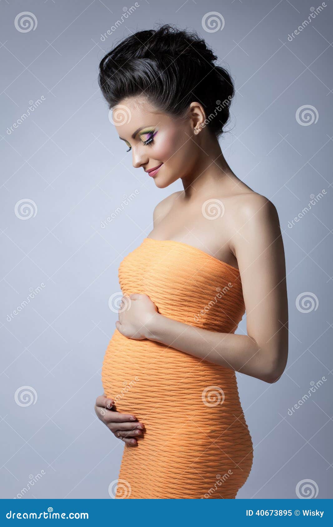 Beautiful Elegant Pregnant Woman Posing in Studio Stock Image - Image ...