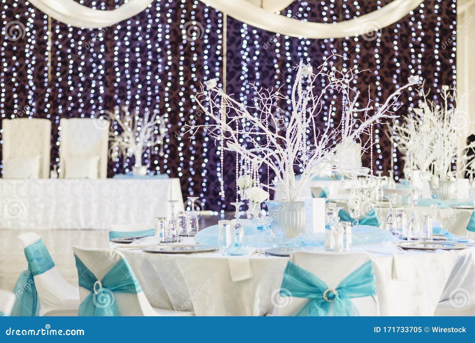 Beautiful Elegant White Decorations of a Wedding Table in an ...
