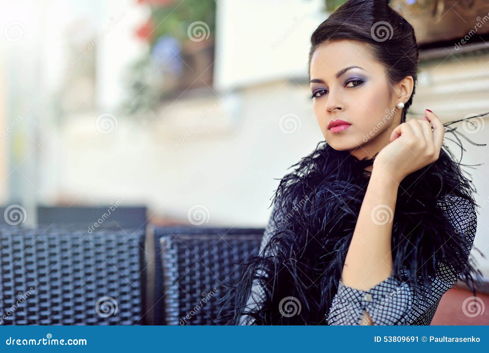 Beautiful Elegant Woman Model Posing Outdoor Stock Image - Image of ...