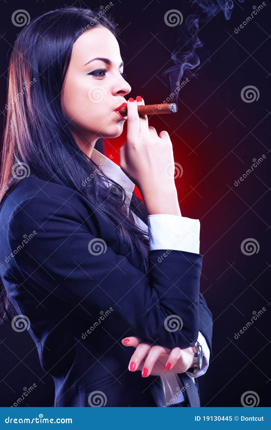 Beautiful Elegant Young Woman with Cigar Stock Image - Image of elegant ...