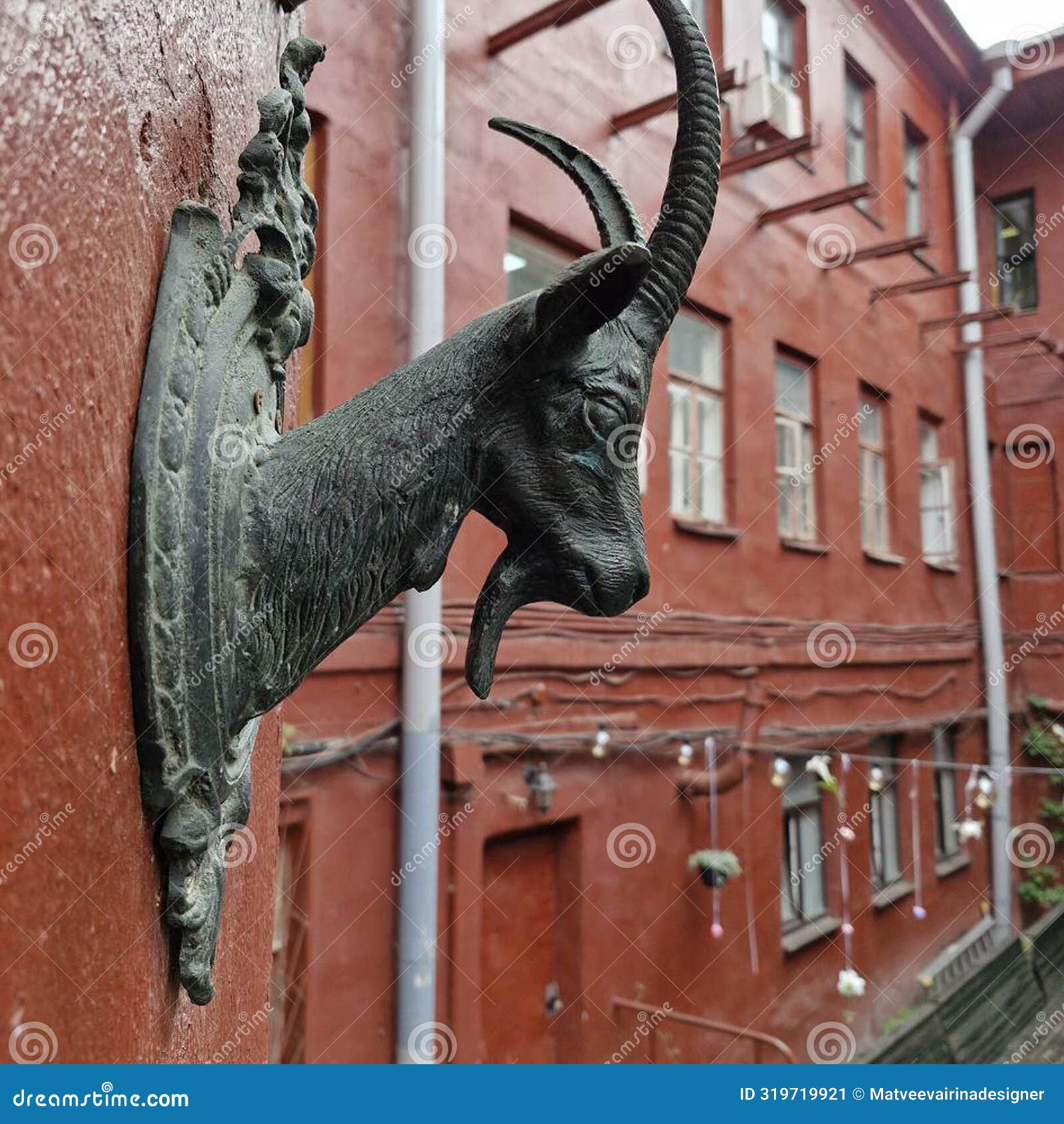 A Beautiful Element in the Form of a Forged Goat on the Wall As a ...