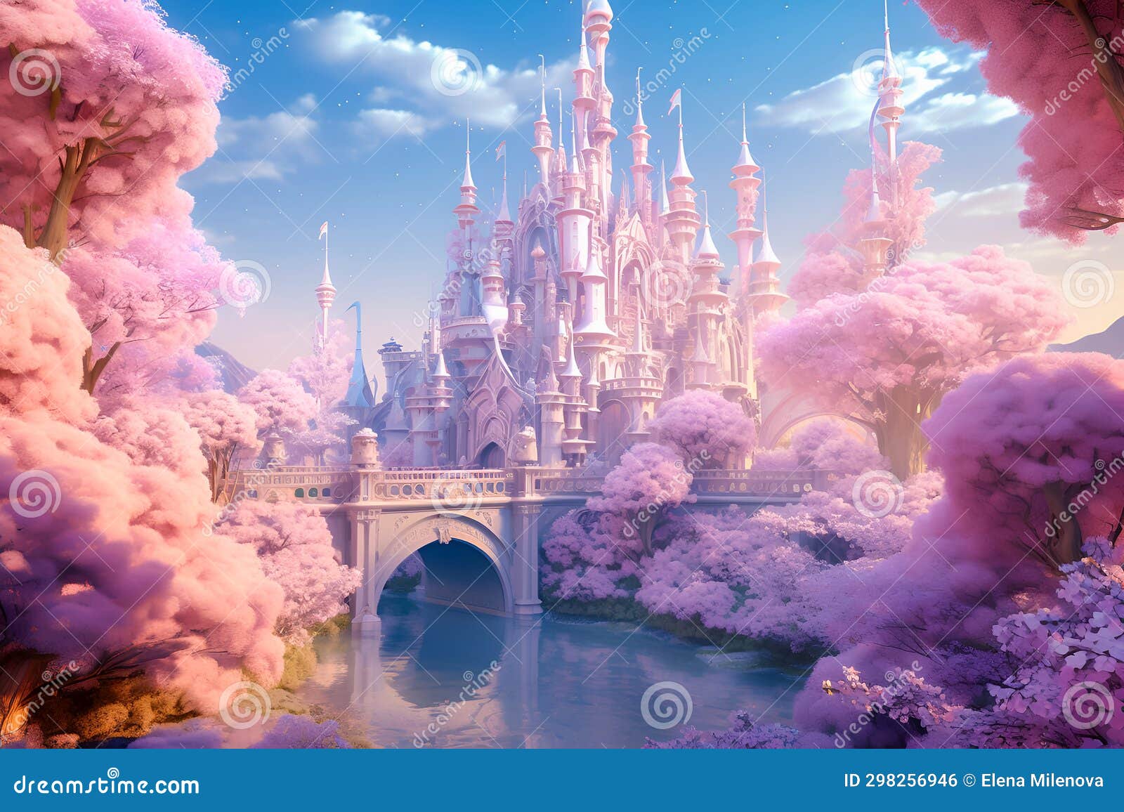 Beautiful Elven Castle in Light Colors with Flowers Stock Photo - Image ...