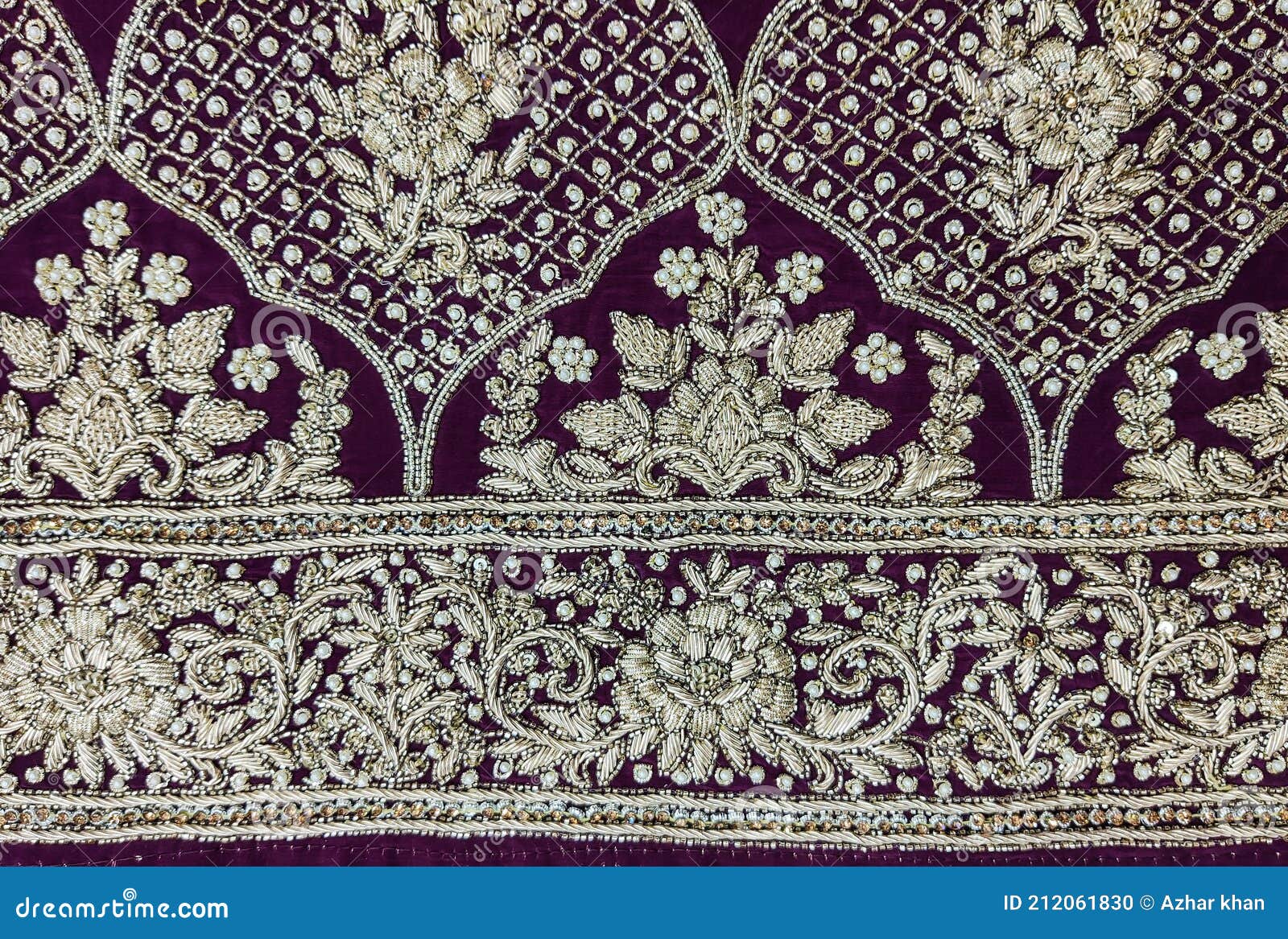 Beautiful Embroidered Pattern of Zardozi Embroidery Stock Photo - Image ...