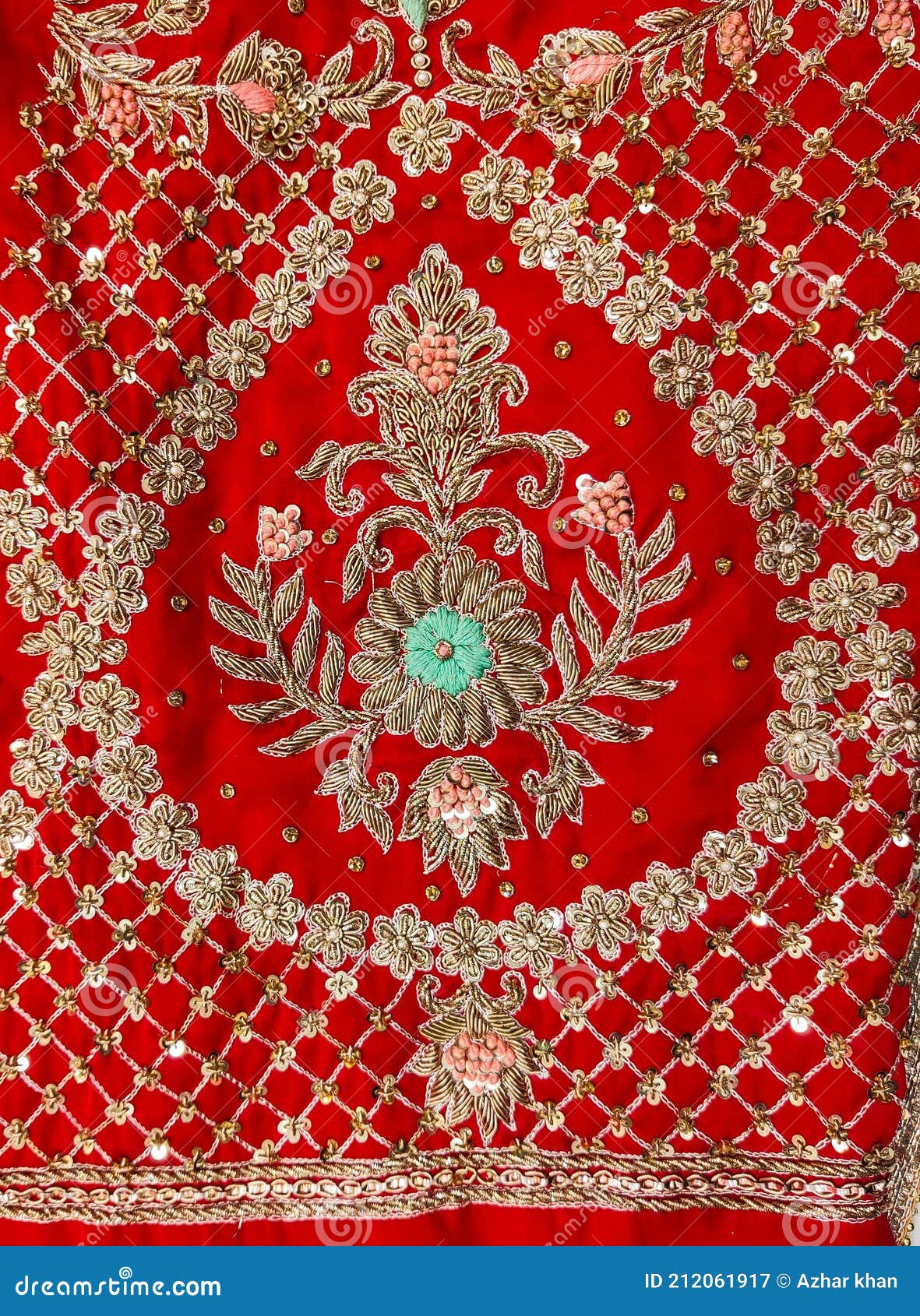 Beautiful Embroidered Pattern of Zardozi Embroidery Stock Image - Image ...