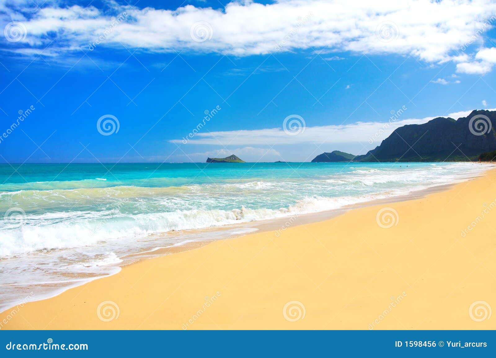 Beautiful Empty Beach in Hawaii Stock Photo - Image of beautiful, sandy ...