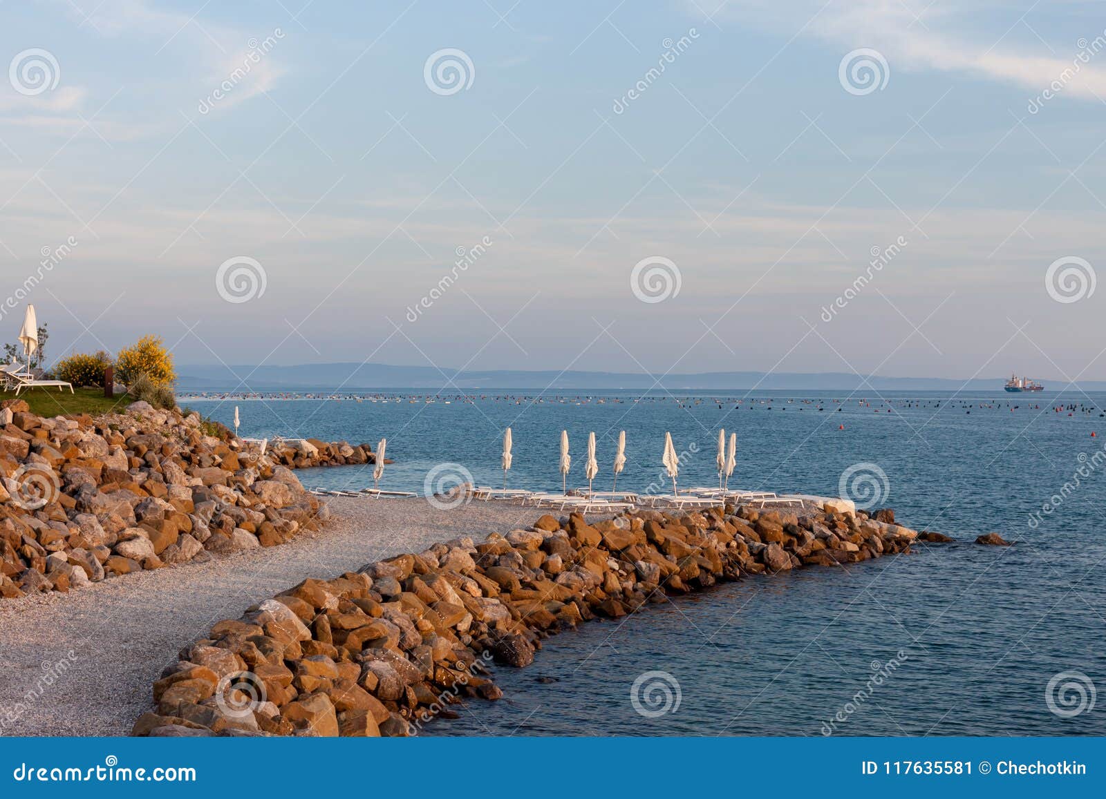 Beautiful Empty Evening Seaside Beach Stock Image - Image of beautiful ...