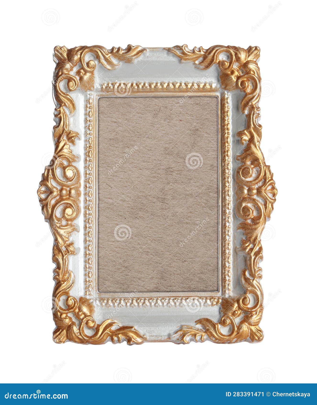 Beautiful Empty Vintage Frame Isolated on White Stock Image - Image of ...