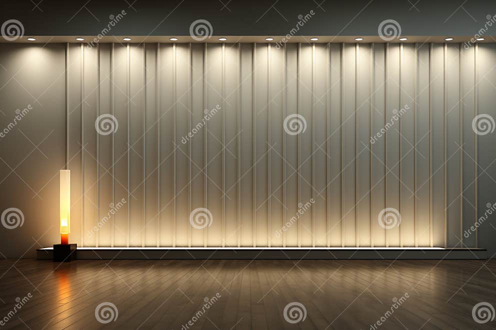 Beautiful Empty Wall with Lateral Lighting Columns, Creating a ...