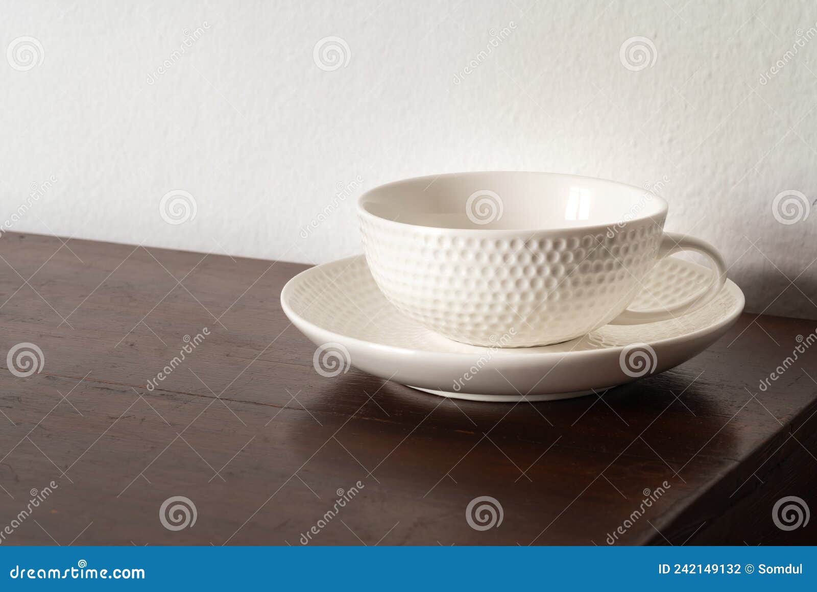 Beautiful Empty White Tea or Coffee Cup with Rounded Pattern Texture As ...