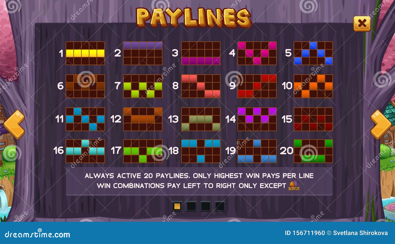 Beautiful Enchanted Valley with Magical Purple Tree and Game Elements ...