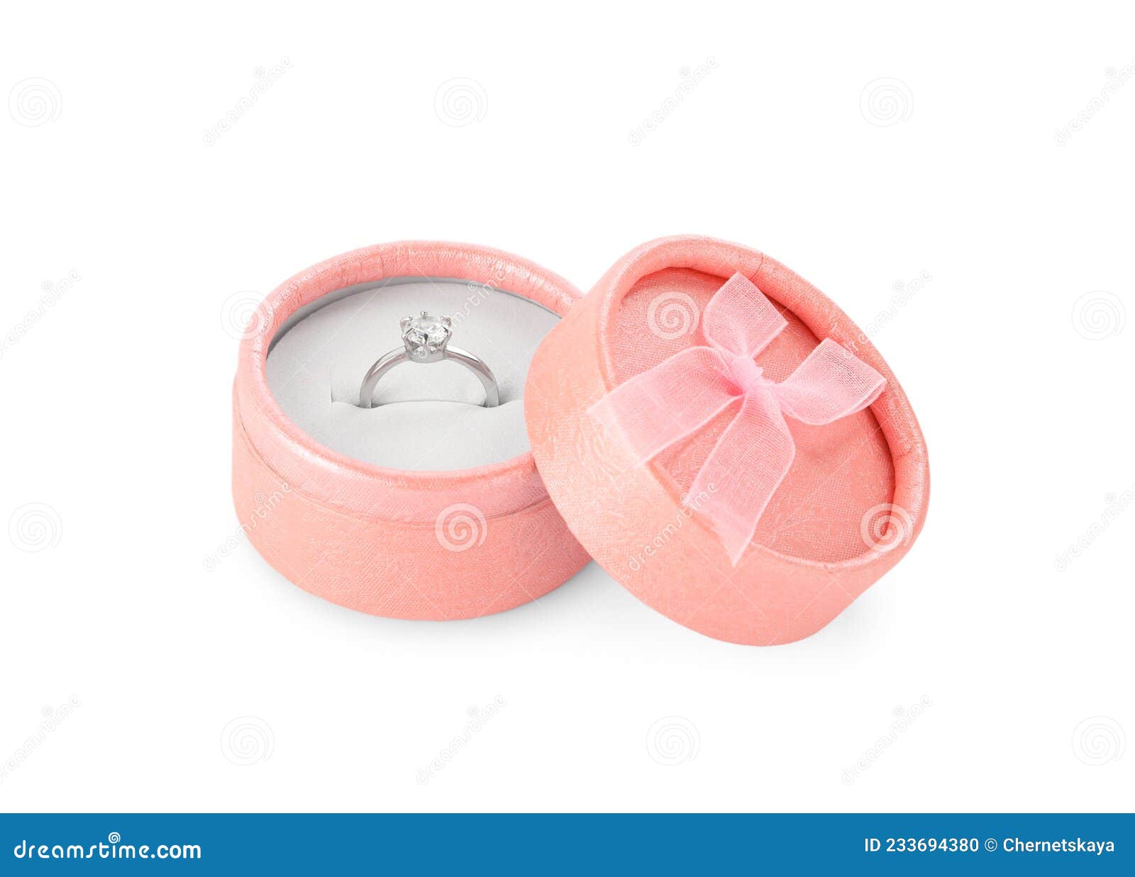 Beautiful Engagement Ring with Gemstone in Box Isolated on White Stock ...