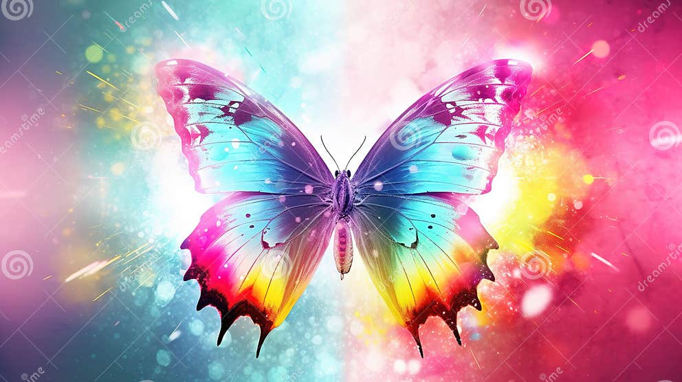 A Beautiful Epic Shining Butterfly Artwork with a Splash Effect, Ai ...
