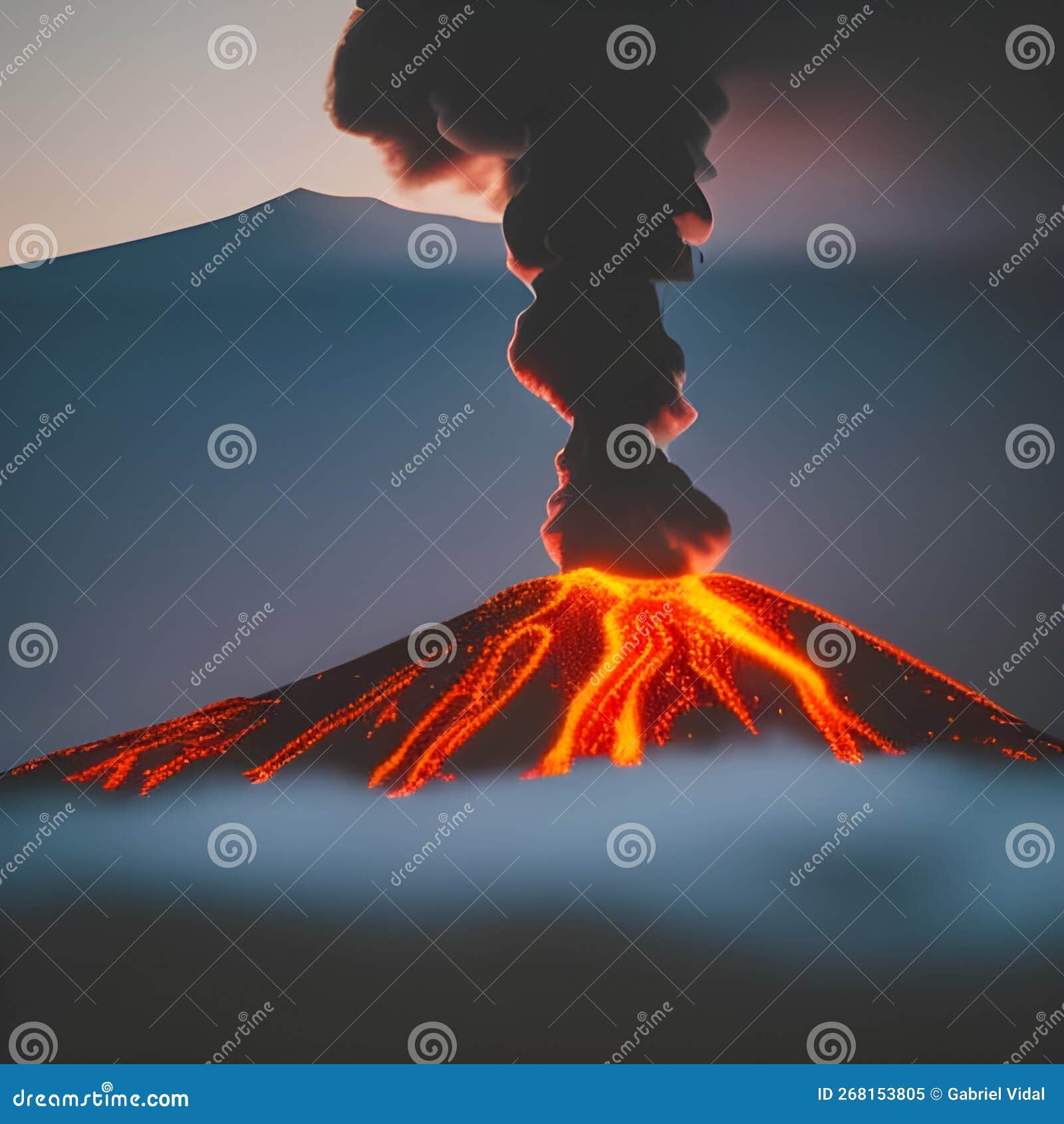 Erupting Volcano with Smoke Created Using Generative AI Stock Image ...