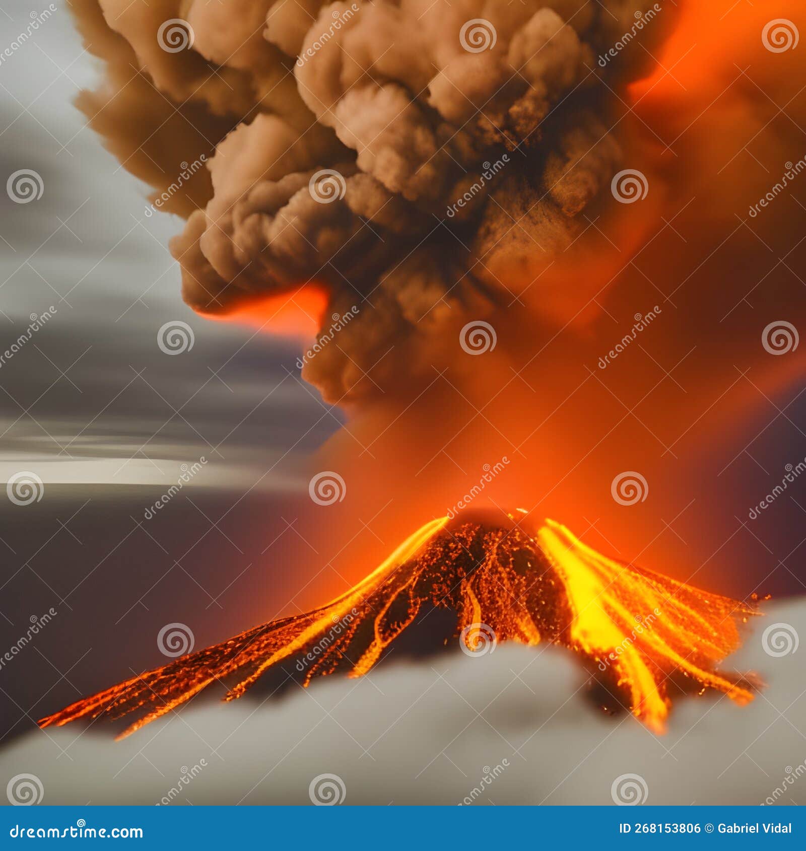 Erupting Volcano with Smoke Created Using Generative AI Stock Photo ...