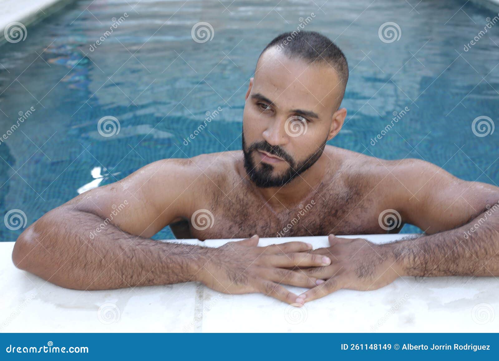 Beautiful Ethnic Man in the Swimming Pool Stock Image - Image of ...
