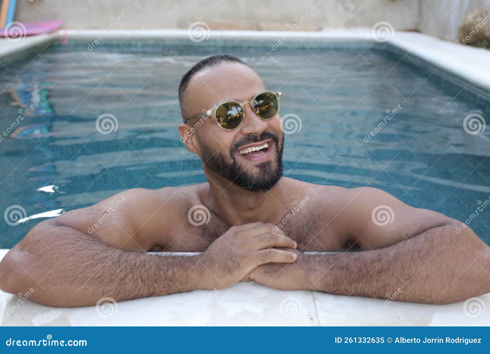 Beautiful Ethnic Man in the Swimming Pool Stock Image - Image of ...