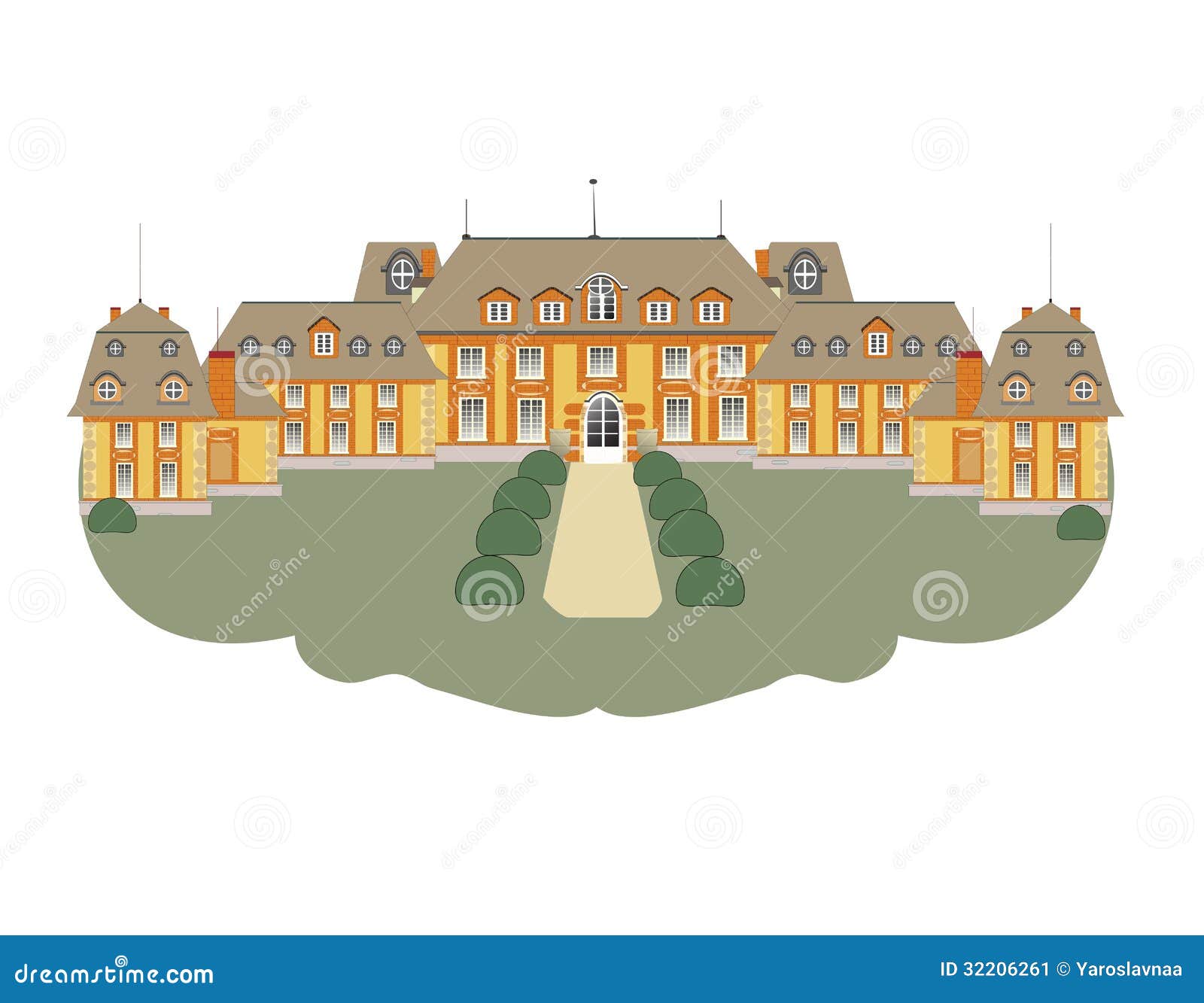 Beautiful European Castle on White Background Stock Vector ...