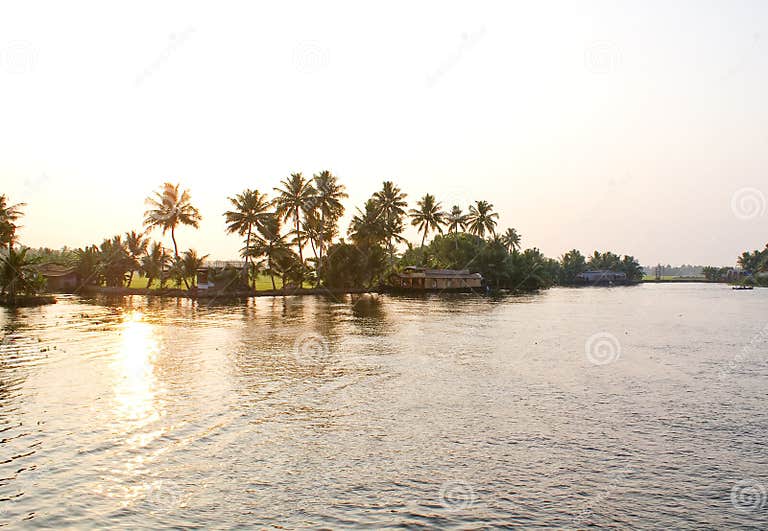 Beautiful Evening on the Backwaters. Stock Image - Image of sunset ...