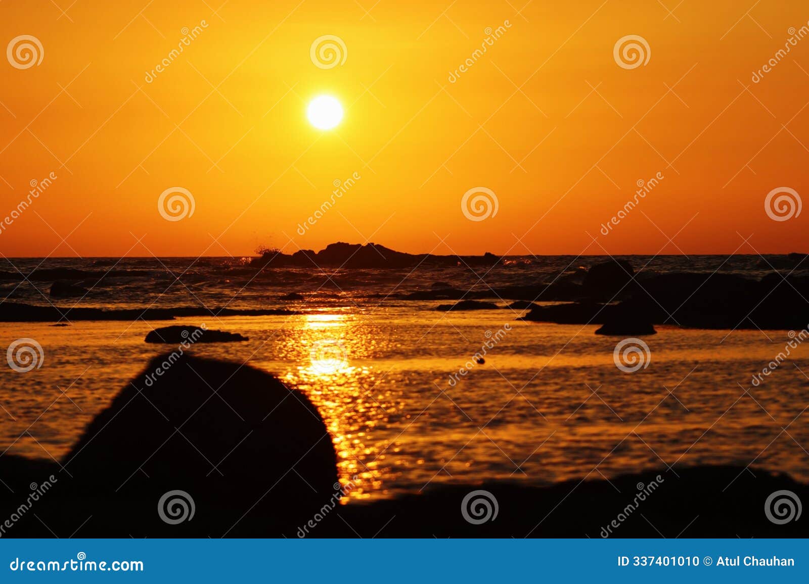 Beautiful Evening Sunset on the Beach and Silent Sea Stock Photo ...