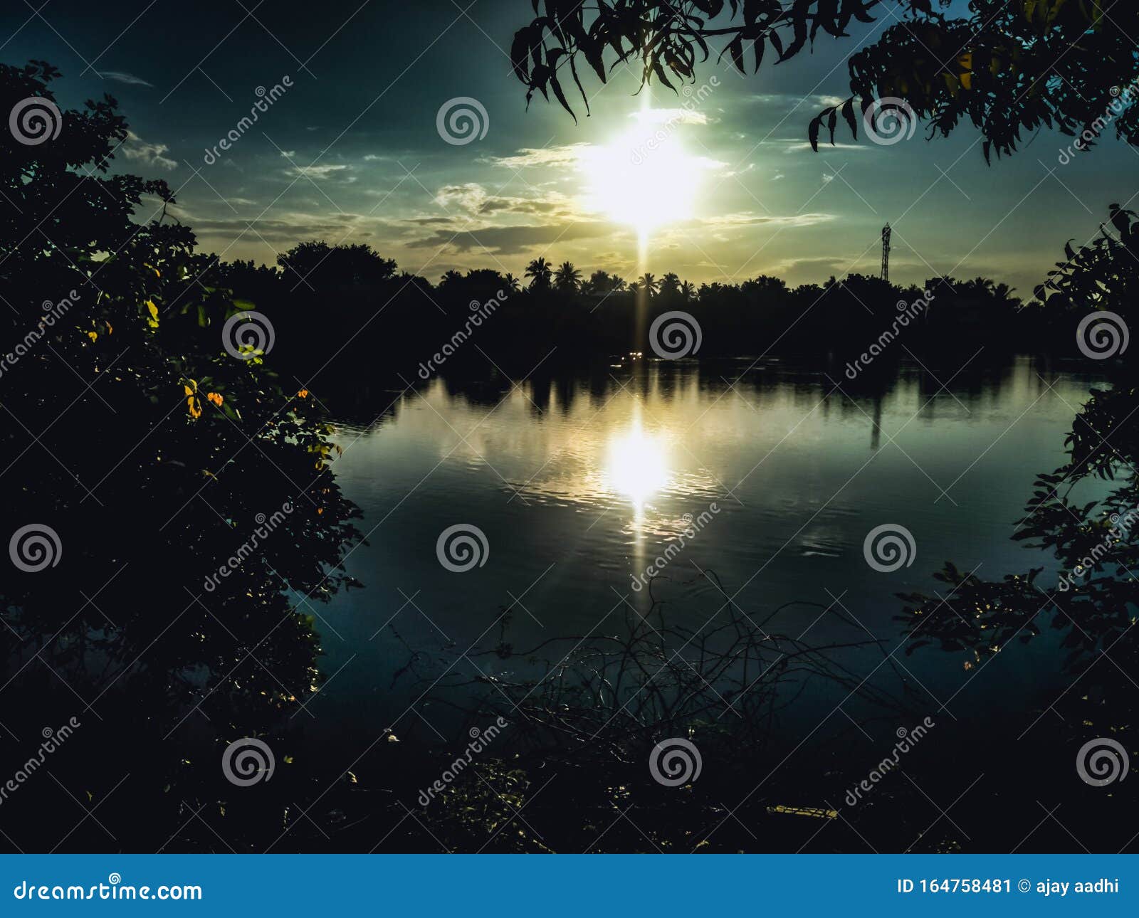 Beautiful Evening Sunset with Nature Stock Image - Image of evening ...