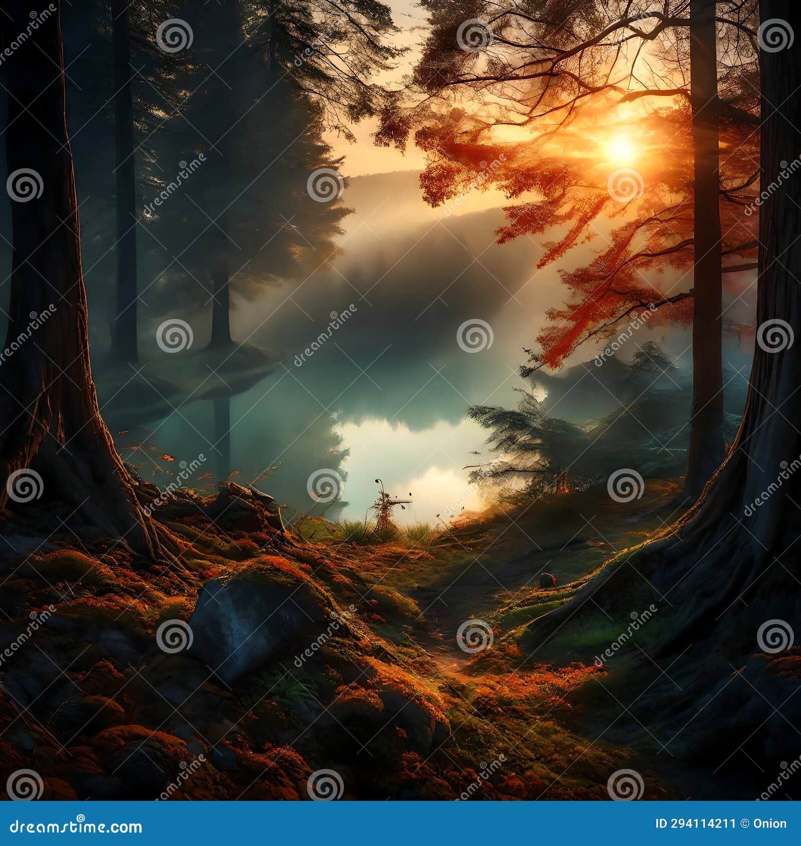Beautiful Evening Sunset - Ai Generated Image Stock Illustration ...